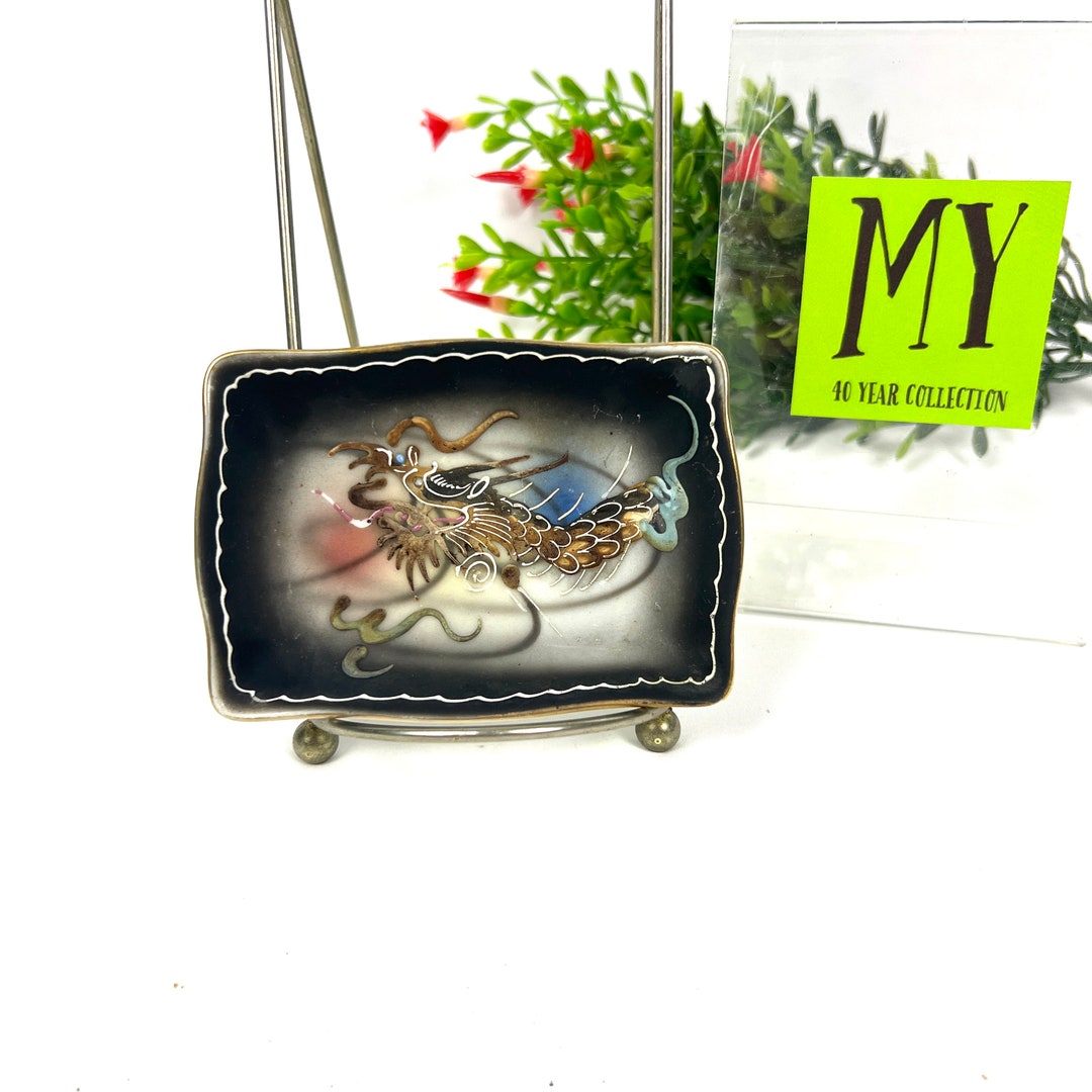 Vintage Dragonware Trinket Dish - Ashtray - Rectangular Black Base ...