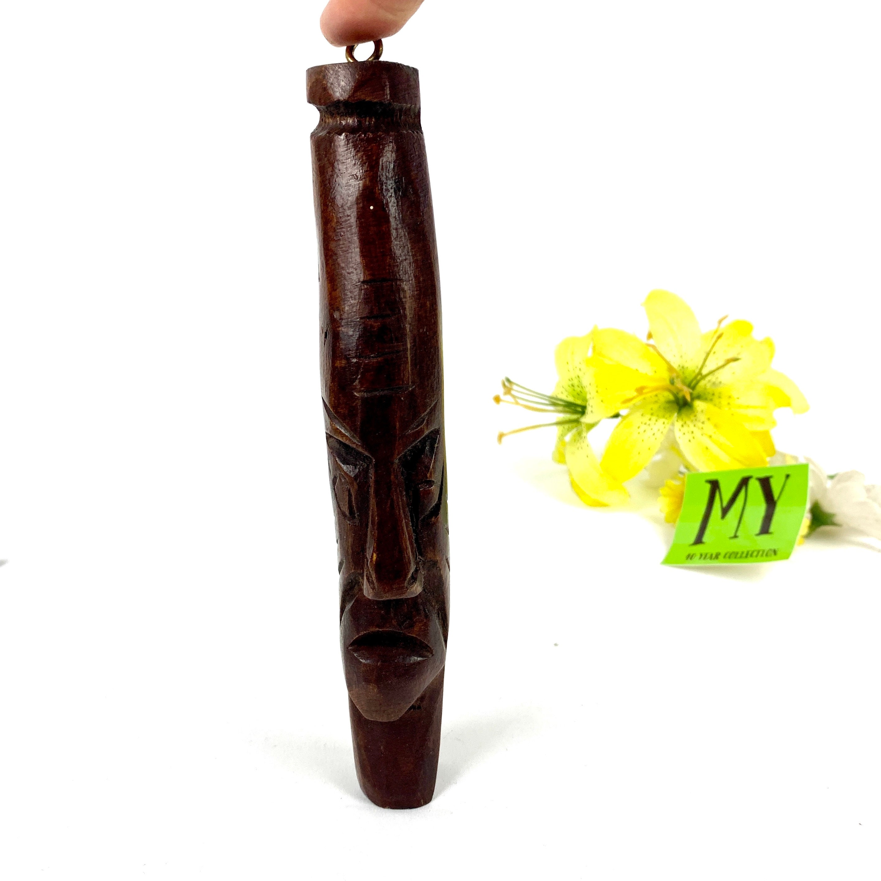Vintage Wooden Hand Carved Face Tribal Folk Art Elongated Face - Etsy