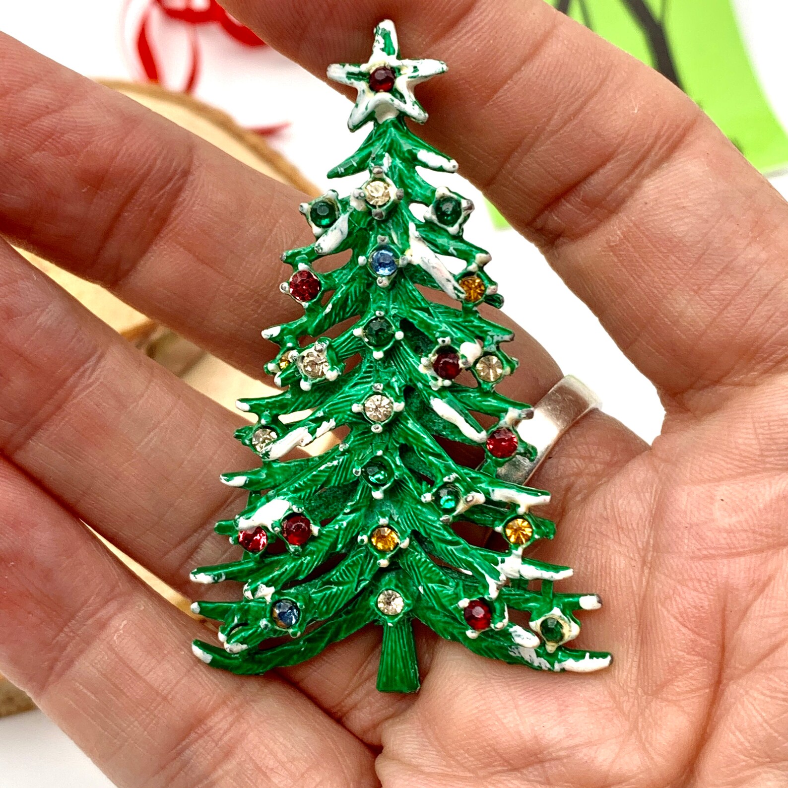 Adorable Vintage Enamel Christmas Tree With Rhinestones Pin - Etsy