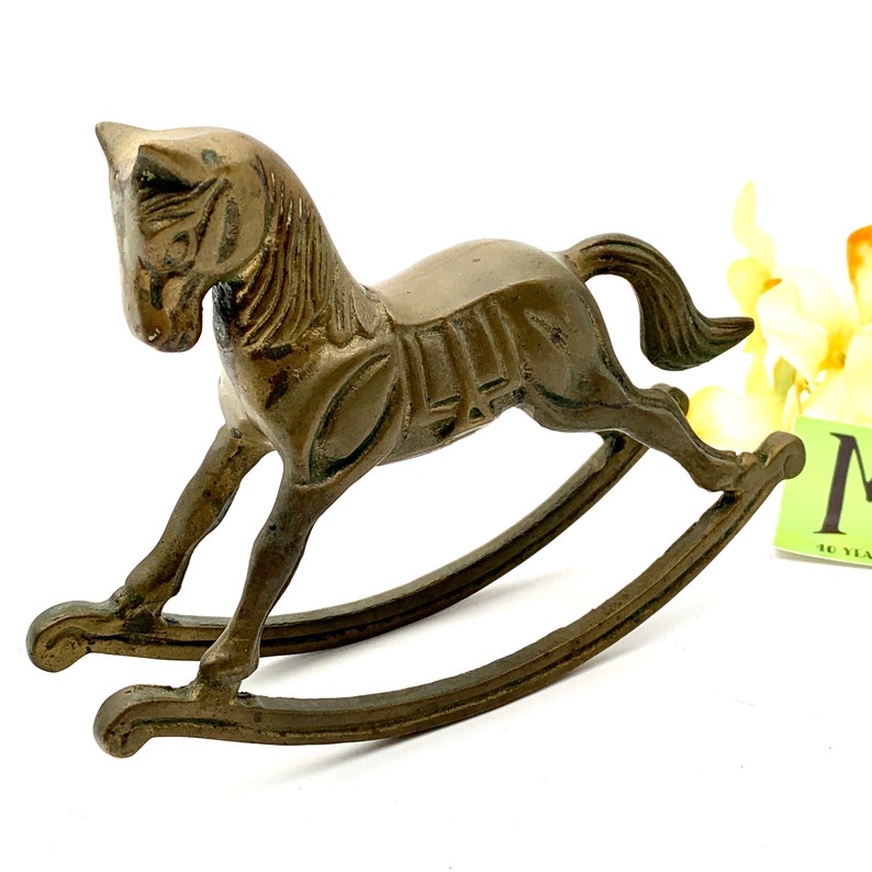 Beautiful Vintage Solid Brass Rocking Horse Figurine Patina - Etsy