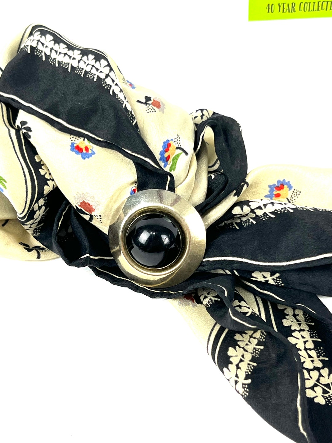 Vintage Scarf Clip - Gold Tone With Ebony - Scarf Accessory Simple ...