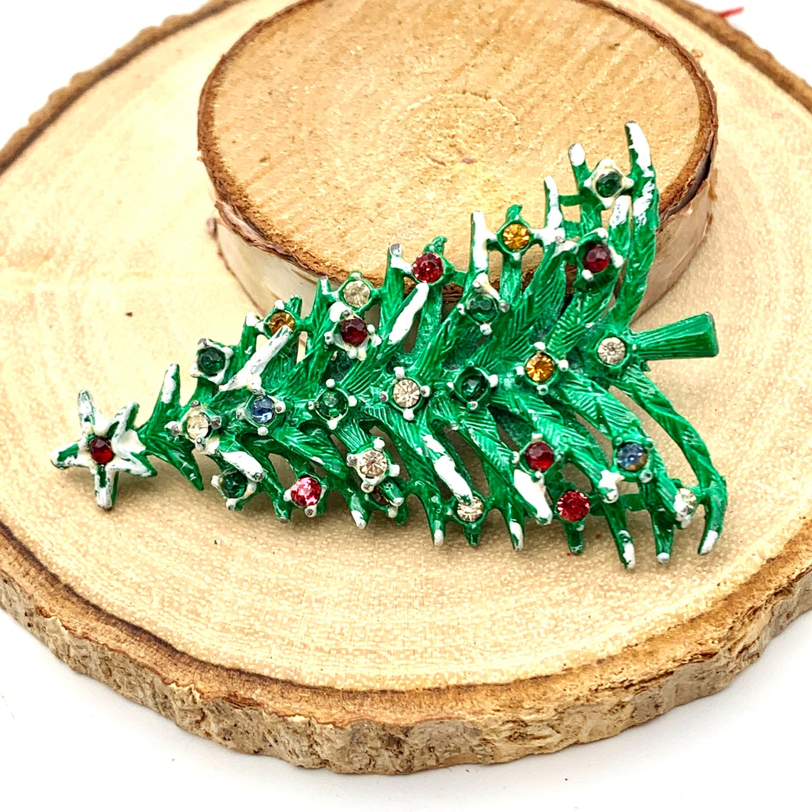 Adorable Vintage Enamel Christmas Tree With Rhinestones Pin - Etsy