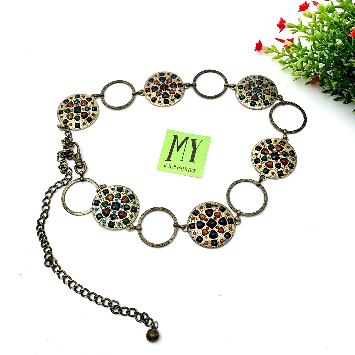 Vintage Ladies Colorful Medallion Metal Chain Belt Adjustable - Etsy