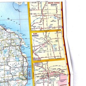 Vintage Foldout Road Map - Shell Gasoline Road Map of Michigan ...
