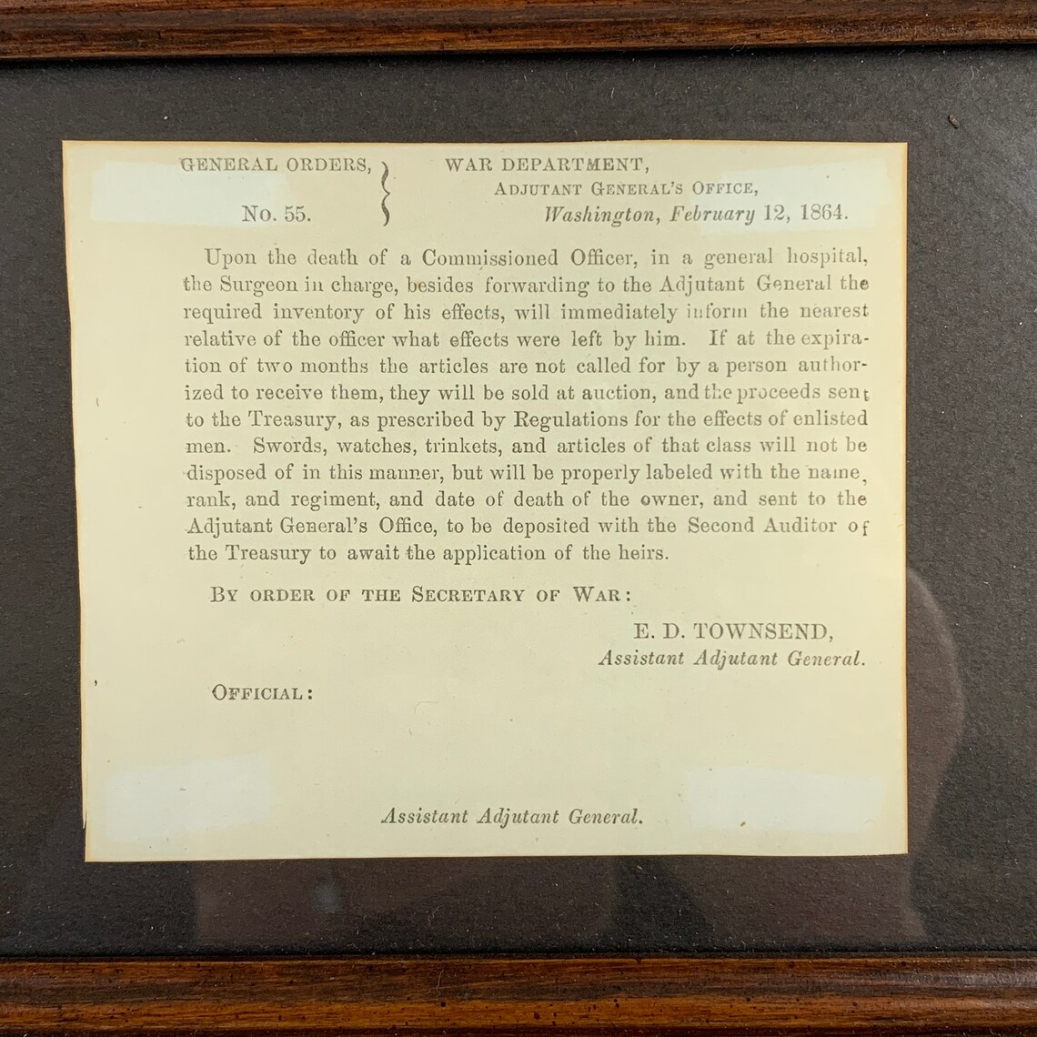 Rare Authentic Civil War Printed General Orders Custom Framed | Etsy