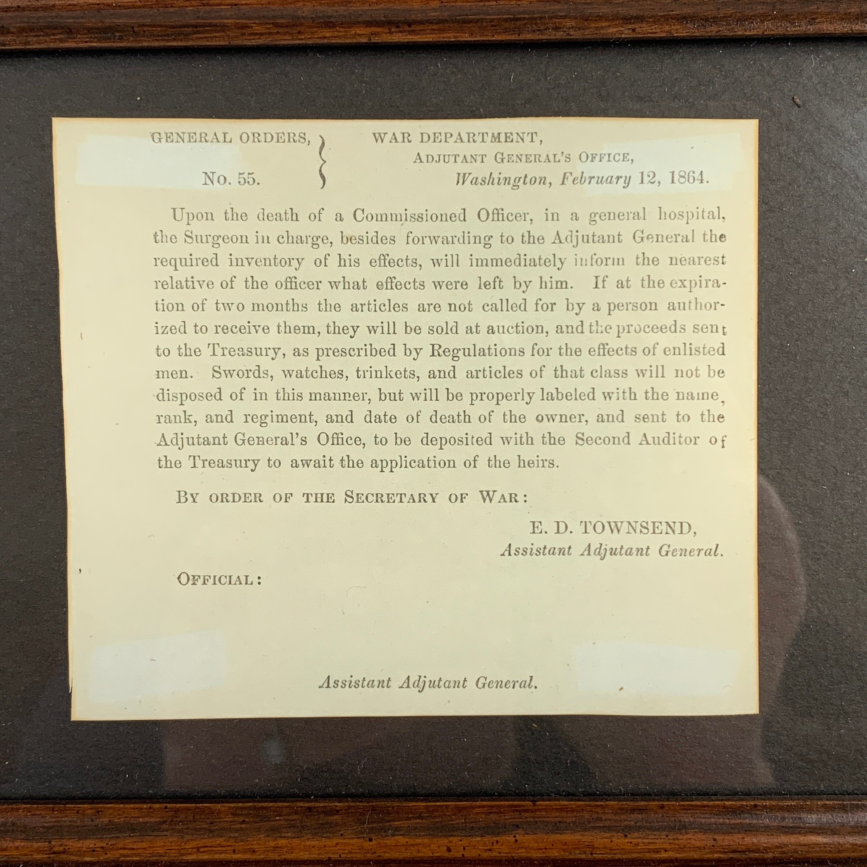 Rare Authentic Civil War Printed General Orders Custom Framed | Etsy