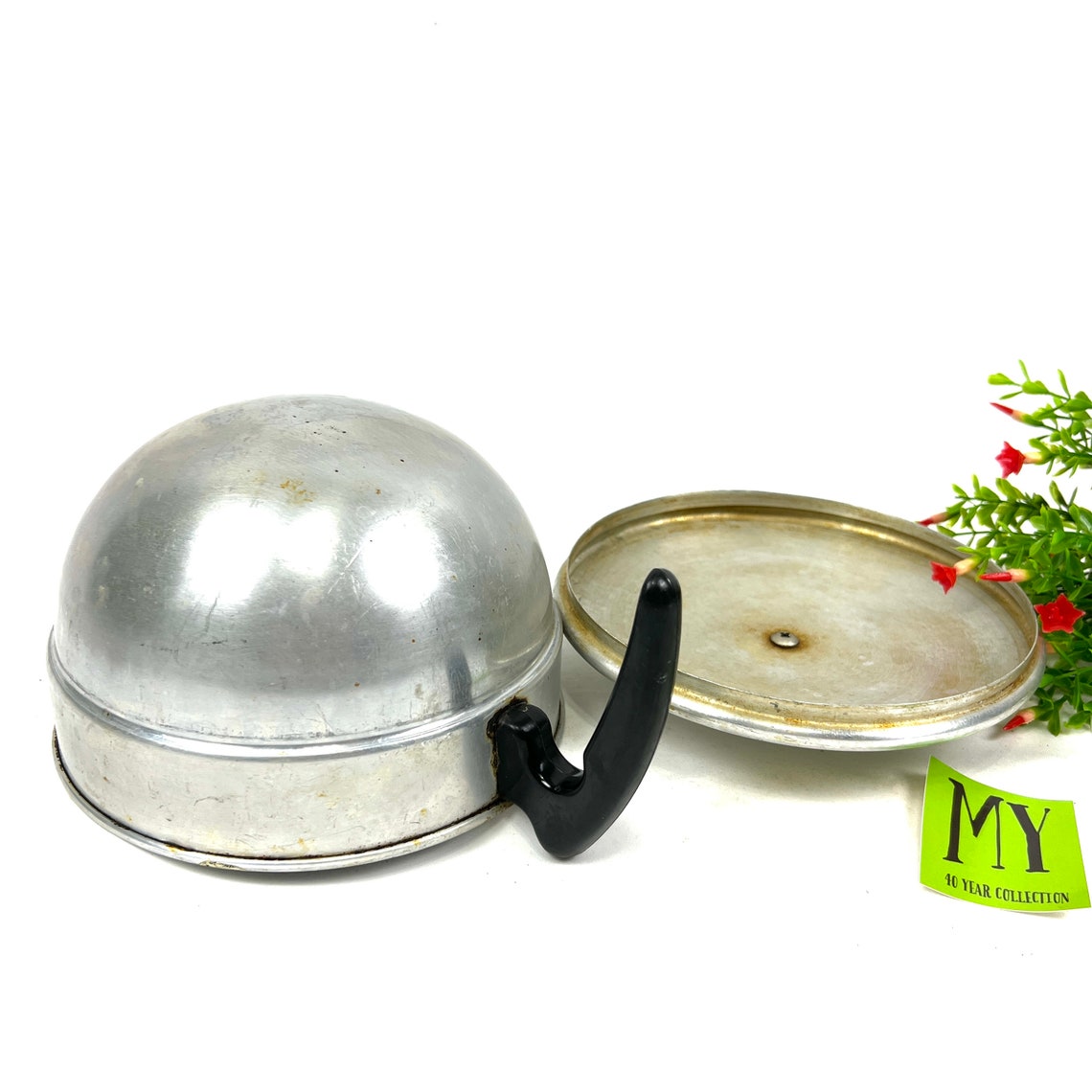 Vintage Rare Aluminum Round Bottom Cooking Pot With Black - Etsy