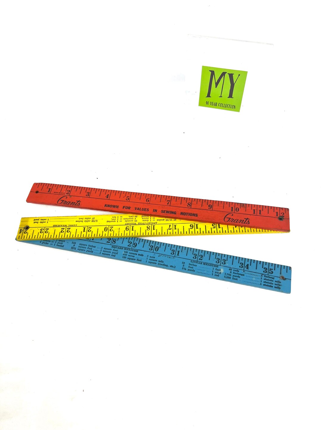 Vintage Folding Yardstick Ruler: Grants Woolworths, Red Yellow Blue - Etsy