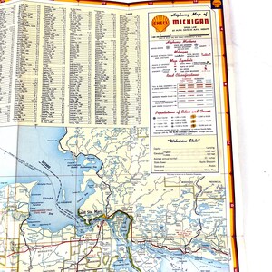 Vintage Foldout Road Map - Shell Gasoline Road Map of Michigan ...