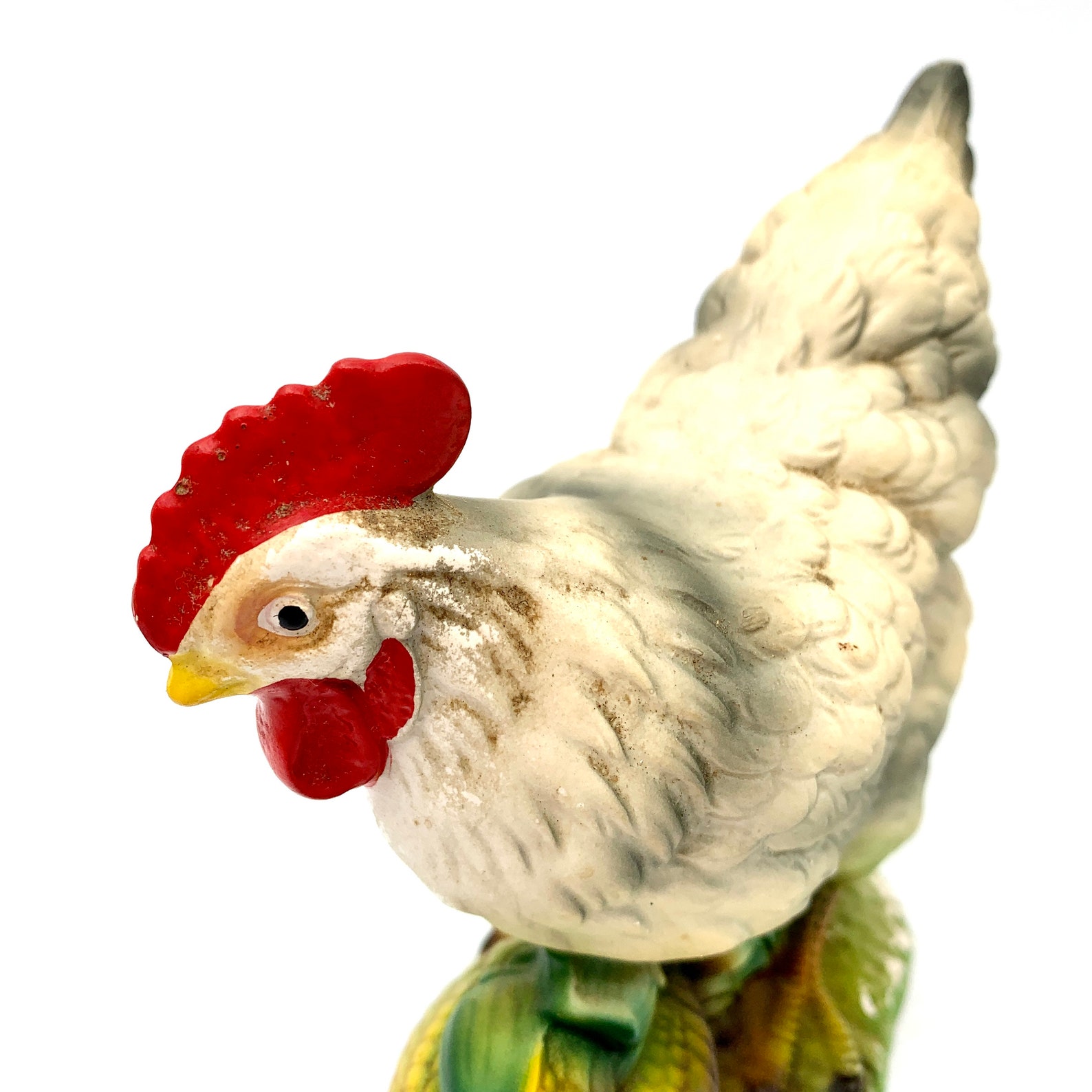 Vintage Porcelain Gray Chicken Figurine Chicken With Corn | Etsy