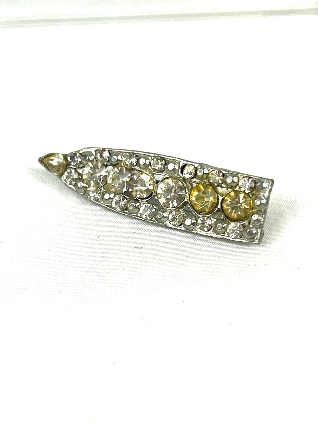 Vintage Brooch - Art Deco Style Rhinestone Pencil Shape - Gift for Her ...