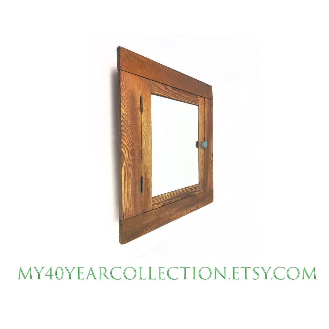 Vintage Wood Medicine Cabinet Solid Oak With Mirror and Rope to Hang 4 ...