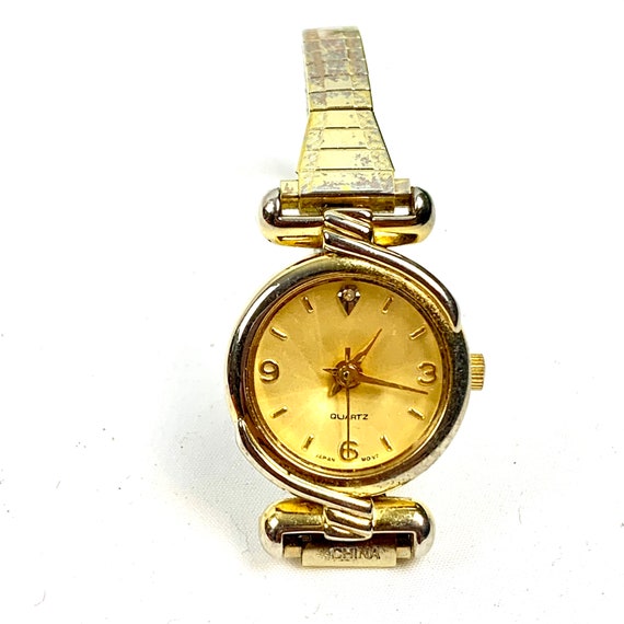 Vintage Ladies Quartz Japan Movement Watch Two Tone E… - Gem