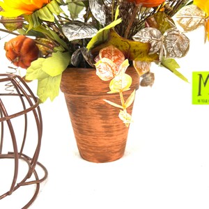 Vintage Fall Flower Arrangement - Faux Sunflowers Pupkins - Brushed ...