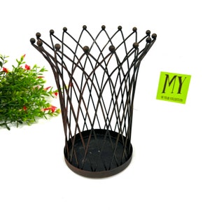 Vintage Wrought Iron Wireframe Candle Holder - Utensil Holder - Zig Zag ...