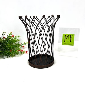 Vintage Wrought Iron Wireframe Candle Holder - Utensil Holder - Zig Zag ...