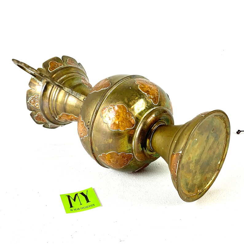 Vintage Brass With Copper Amphora Vase Patian Flared Vase Two - Etsy
