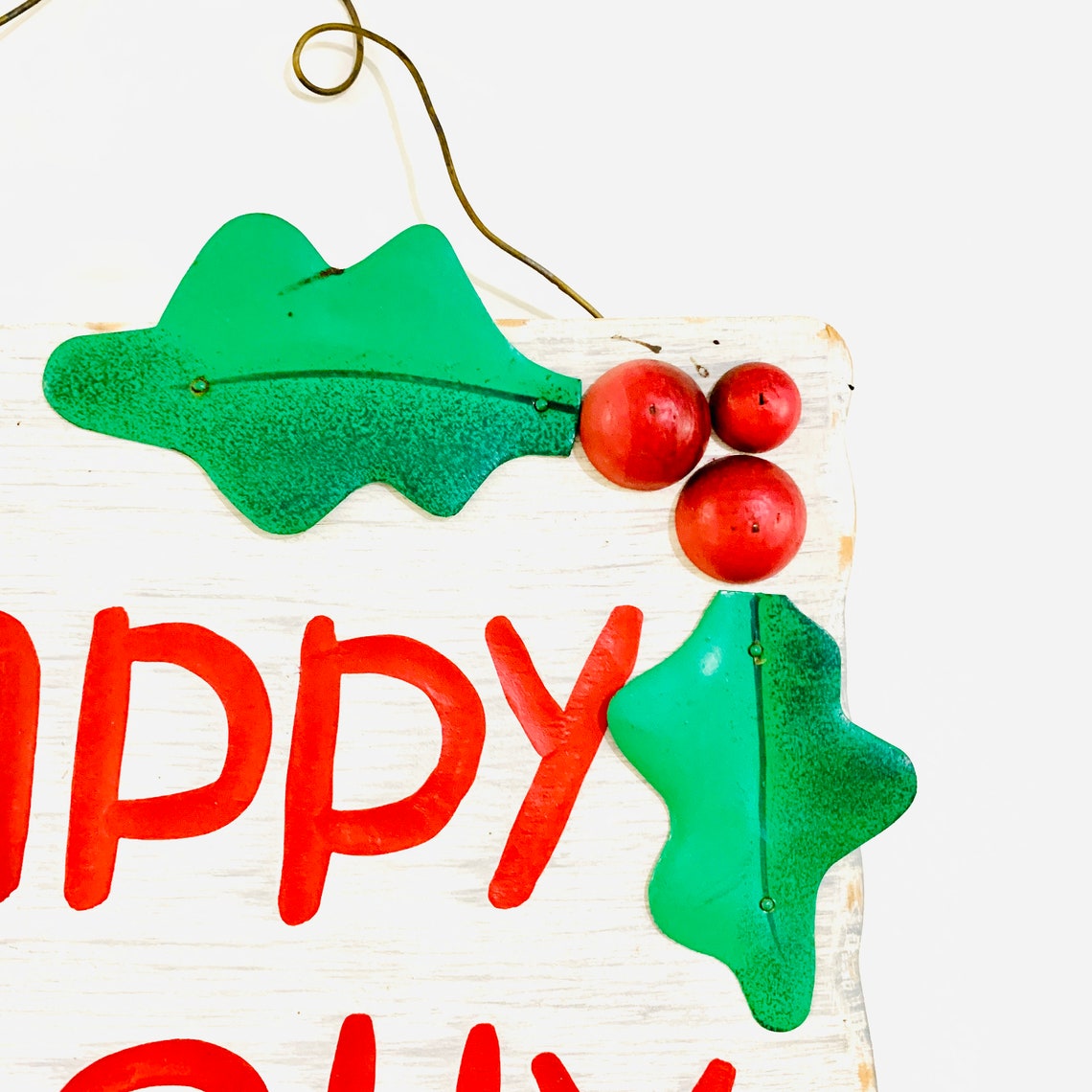 Vintage Rustic Wooden Happy Holly Days Sign Christmas Door | Etsy