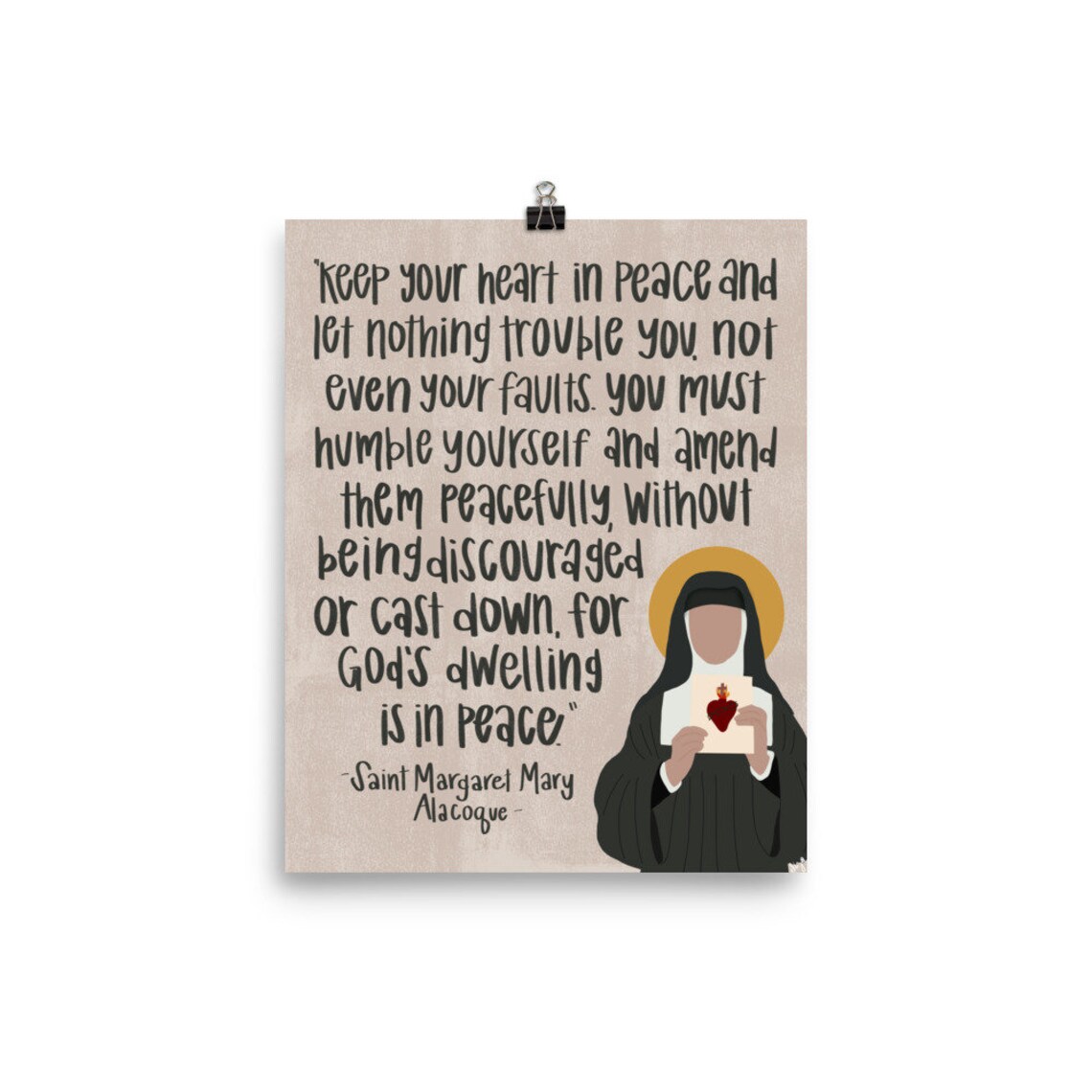 Saint Margaret Mary Alacoque Portrait and Quote - A Gift for Catholic ...