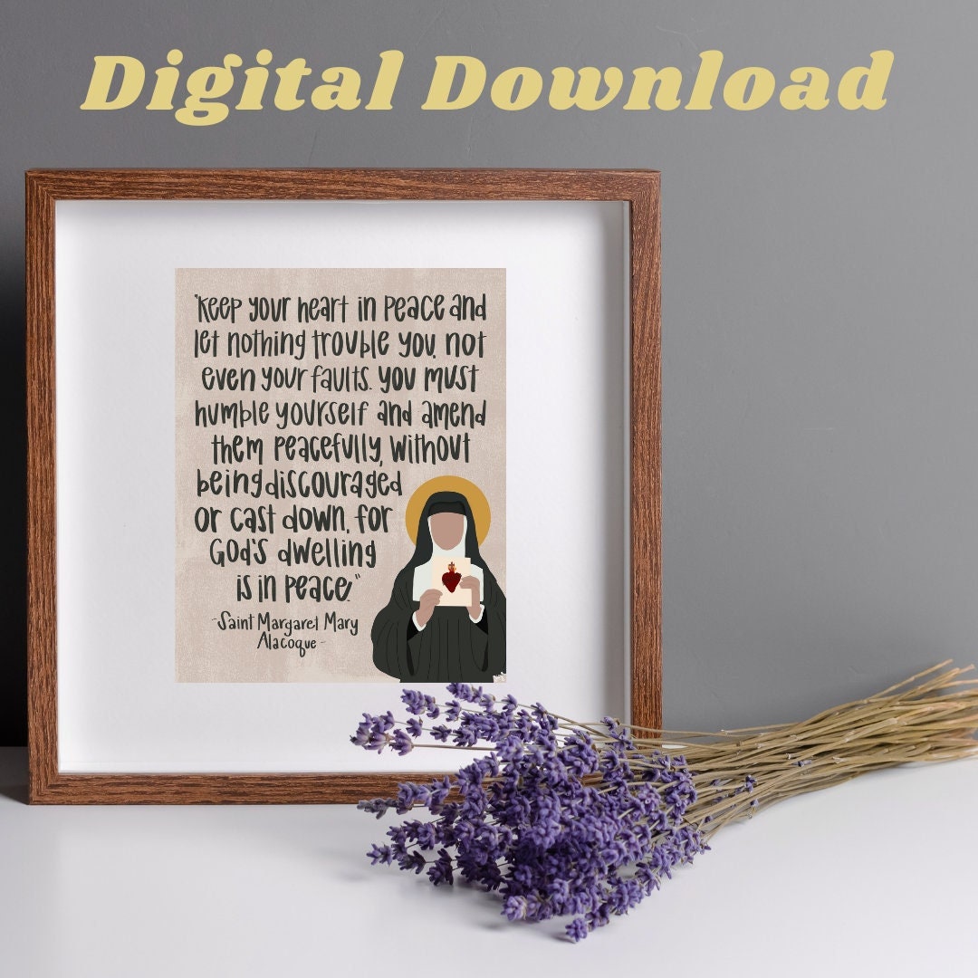 Saint Margaret Mary Alacoque Portrait and Quote - Digital Art Print- A ...