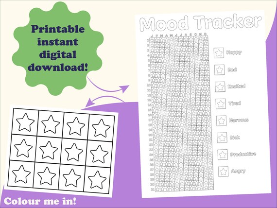 Daily Star Mood Tracker Printable Instant Digital Download - Etsy