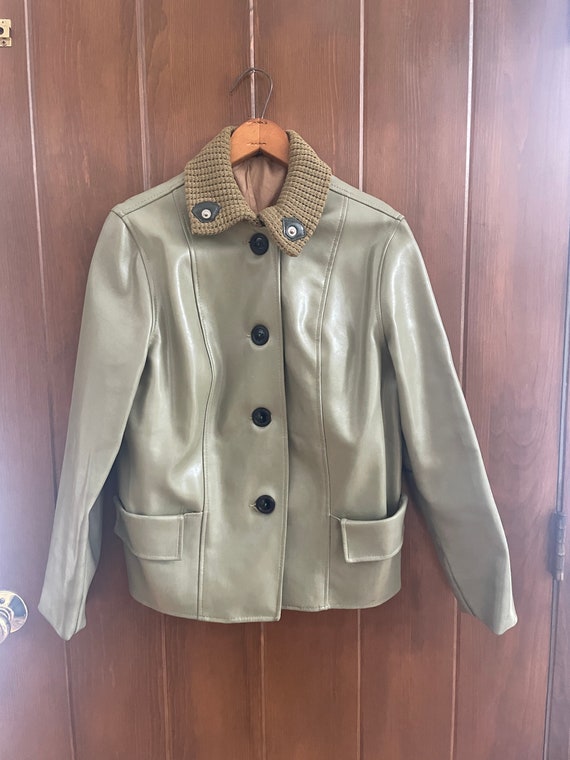 1960s Vintage Green Mod Leather Coat Size S/M - Gem