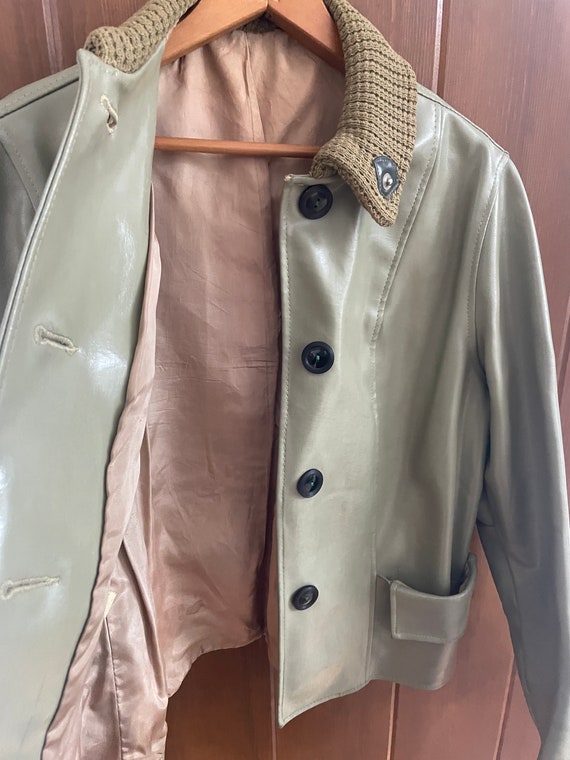 1960s Vintage Green Mod Leather Coat Size S/M - Gem