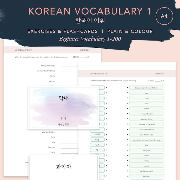 Korean Flashcards - Etsy