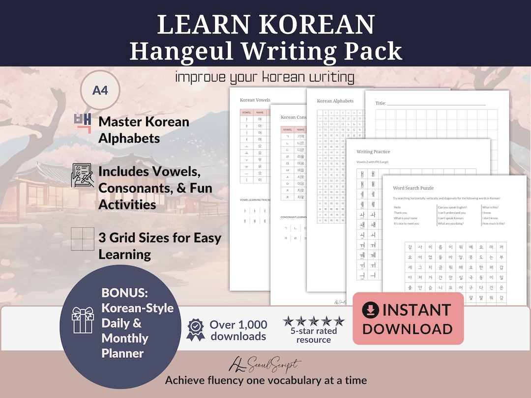 Learn Korean Hangul Alphabet Study Hangeul With Easy and Engaging ...