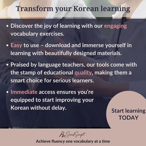 Beginner's Korean Vocabulary Digital Workbook - Learn With Interactive ...