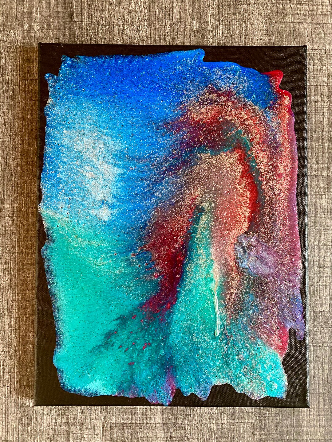 Epoxy Resin Blue Catpaw Abstract Resin Painting Modern Resin on Canvas ...