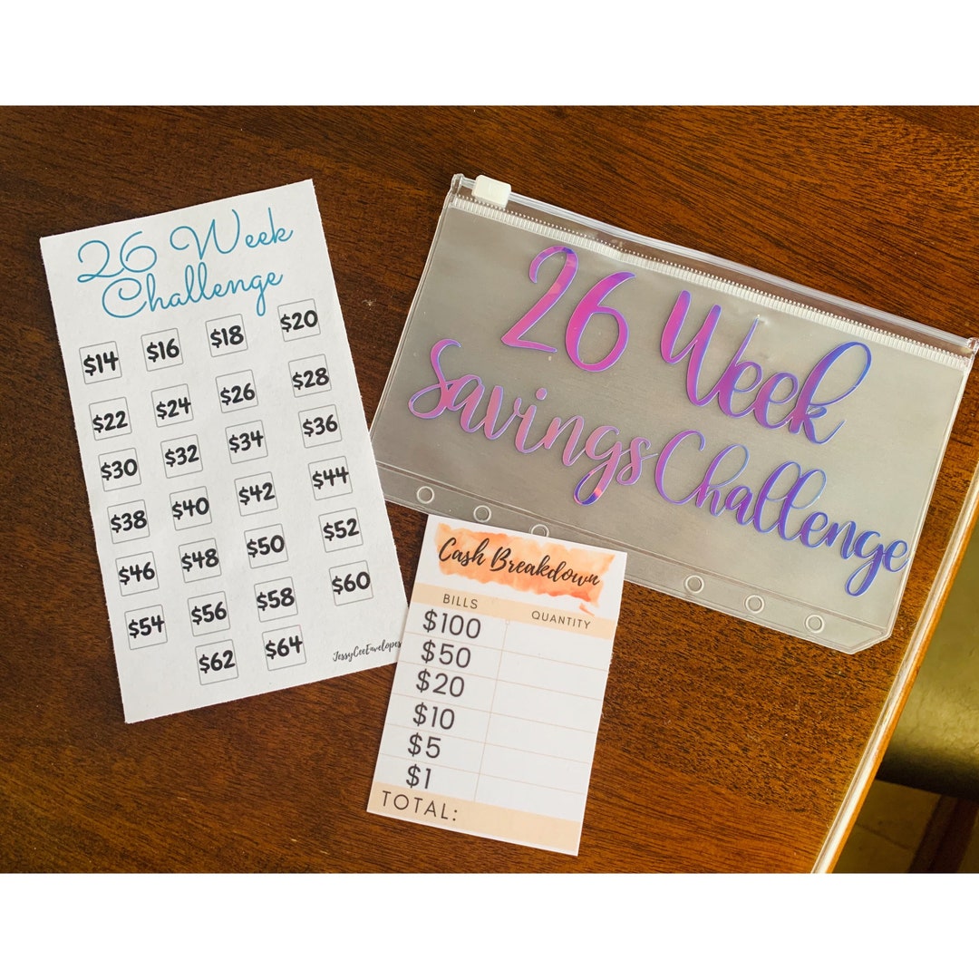 26 Week Challenge, Savings Challenge, Bundle,savings Tracker, Cash ...