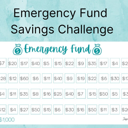 Money Savings Challenge Savings Tracker Emergency Fund - Etsy