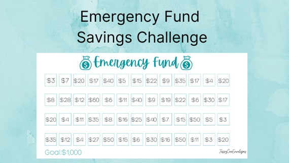 Emergency Fund Savings Challenge Printable Savings - Etsy