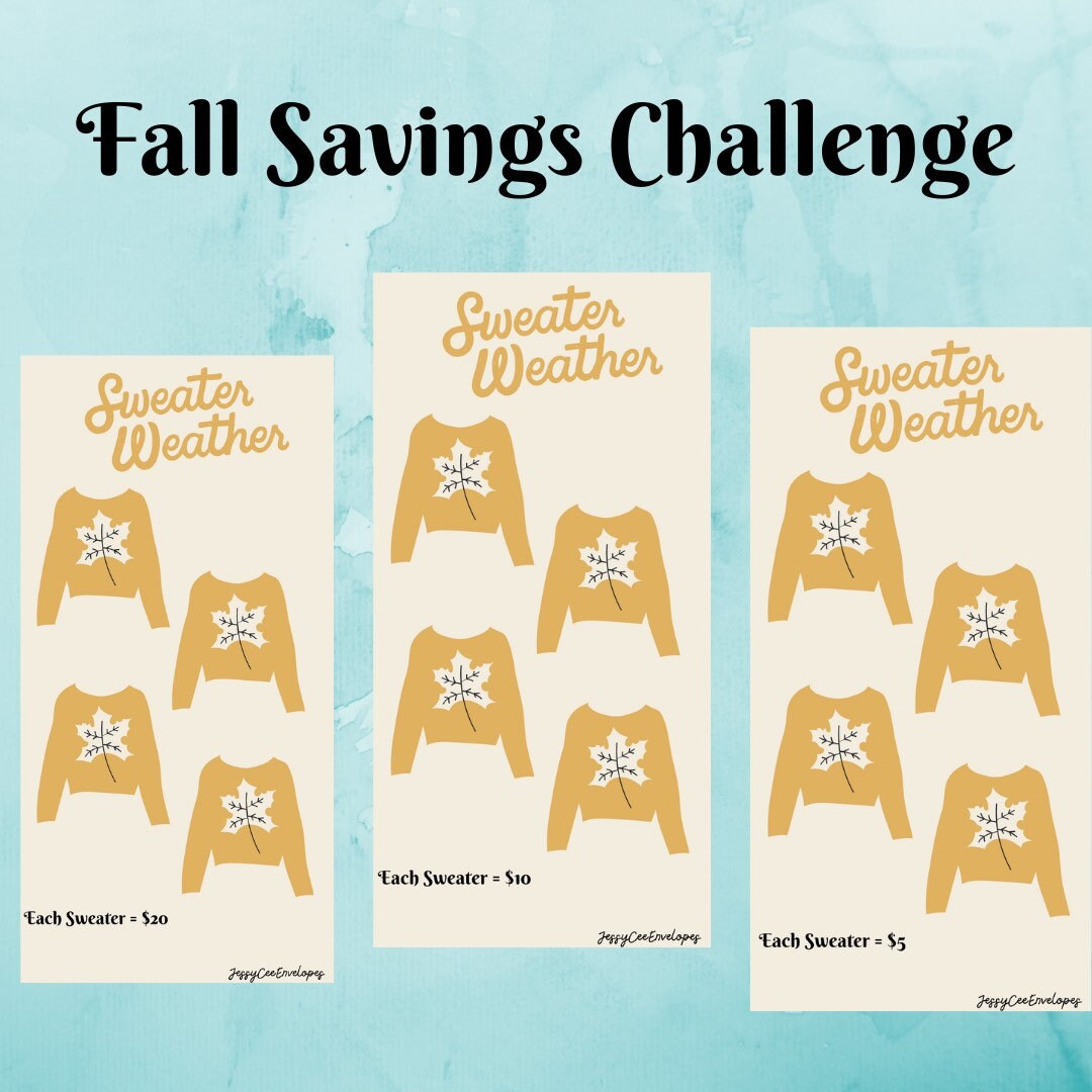 Fall Sweater Weather Savings Challenge: Cash Envelope System (digital ...