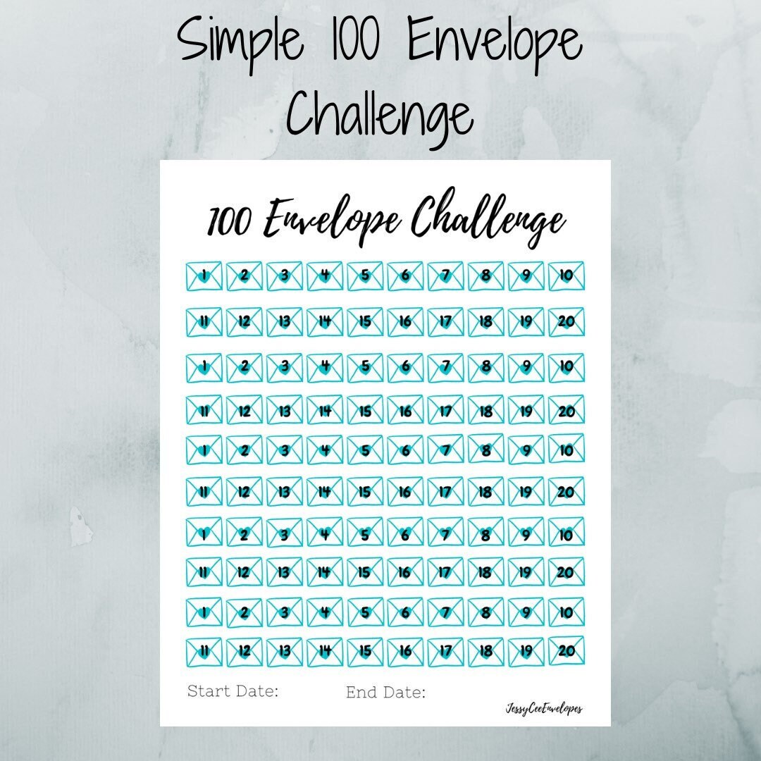 Easy 100 Envelope Challenge, 100 Envelope Savings Challenge, Budget ...
