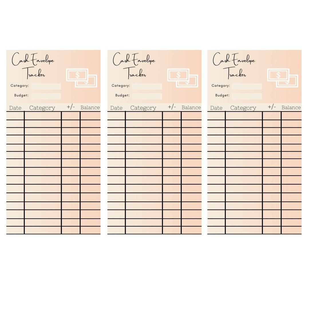 Cash Envelope Tracker, Digital Download, Printable Cash Envelope ...