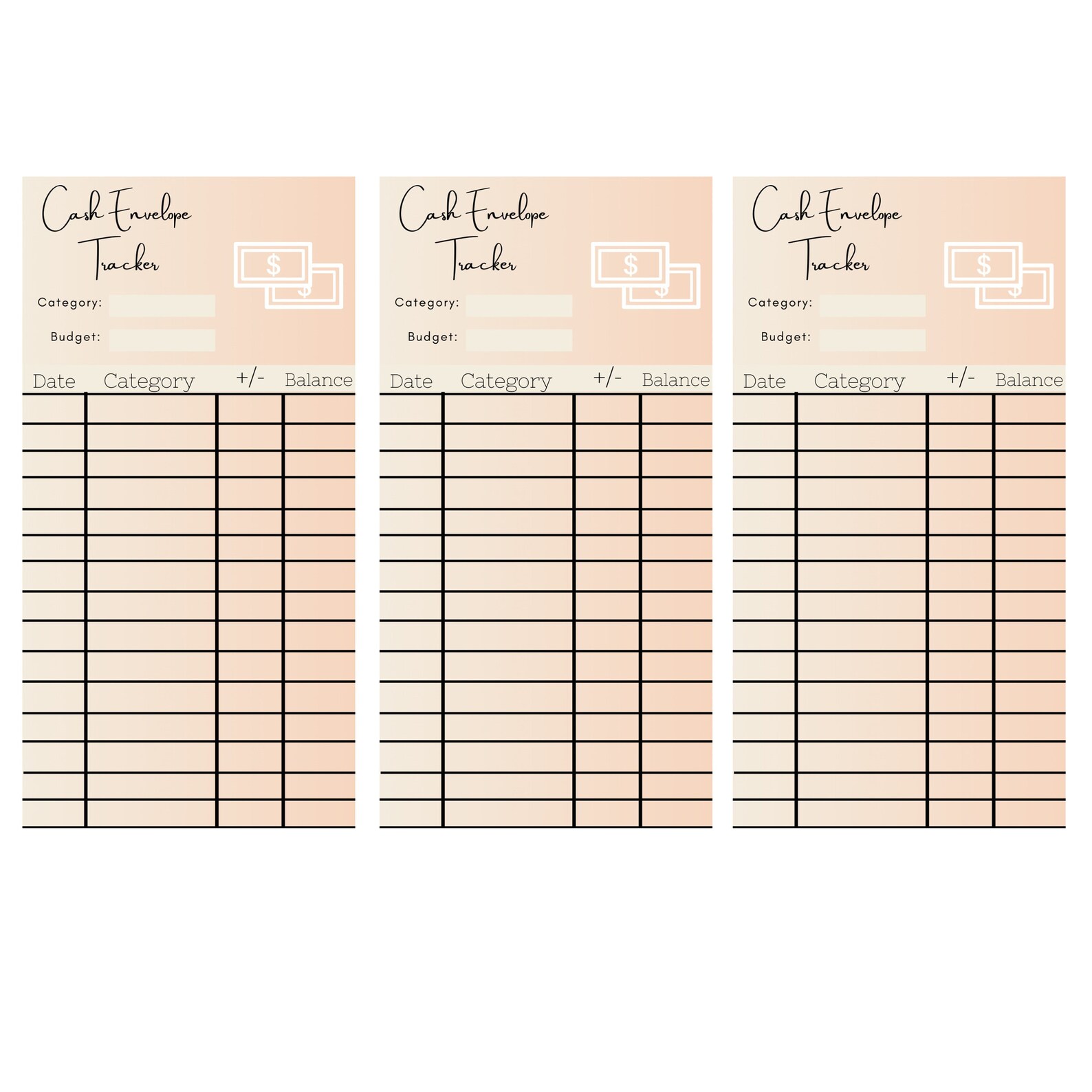 Printable Cash Envelope Tracker: A6 Budgeting (digital Download) - Etsy