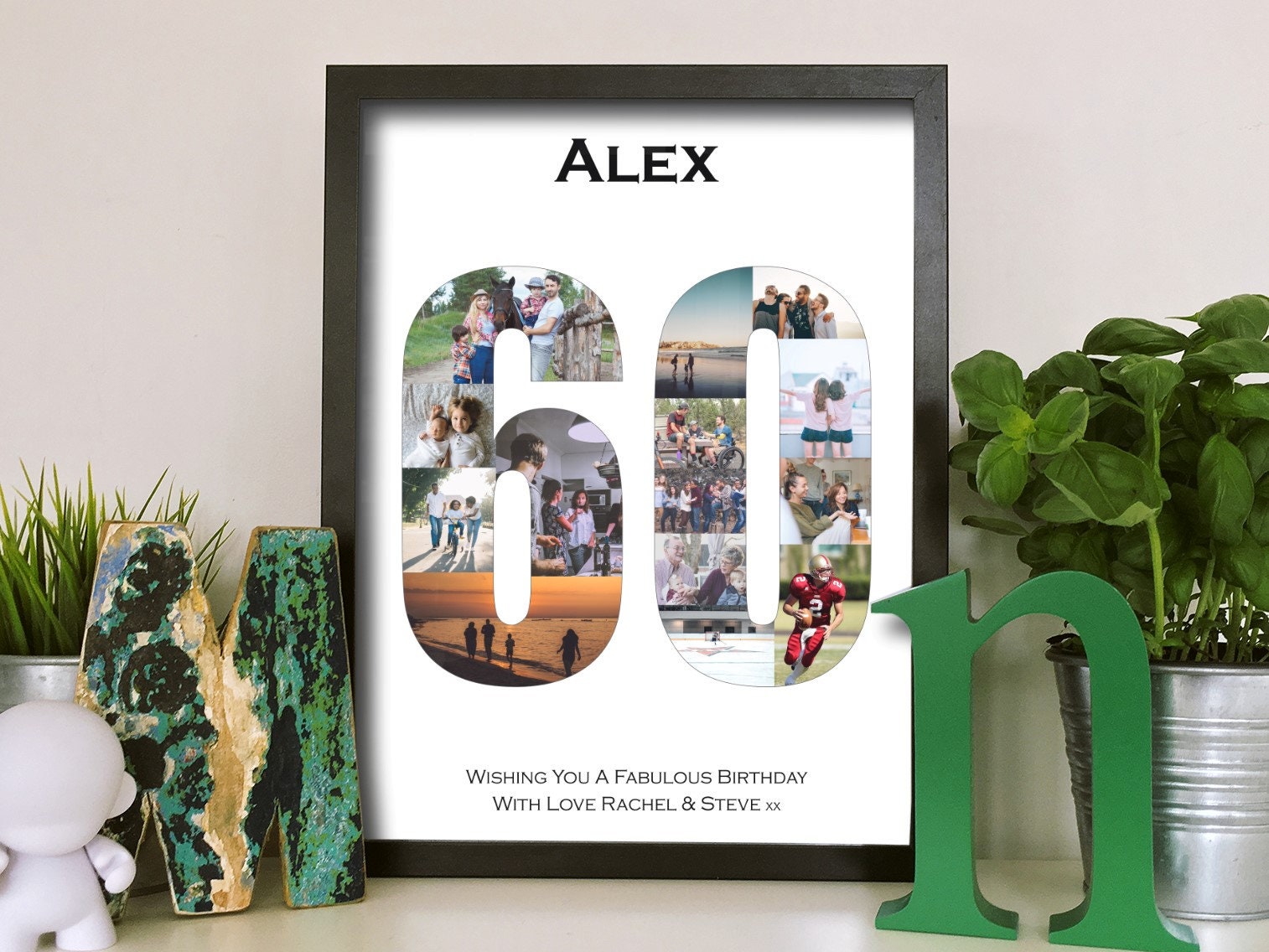 Printable Custom Birthday Number Photo Collage, Picture Collage Poster ...