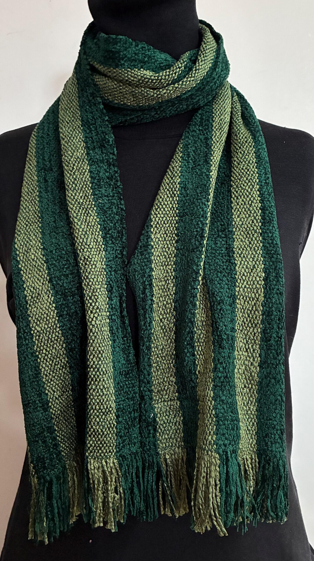 Handwoven Scarves in Hunter Green Stripe - Etsy