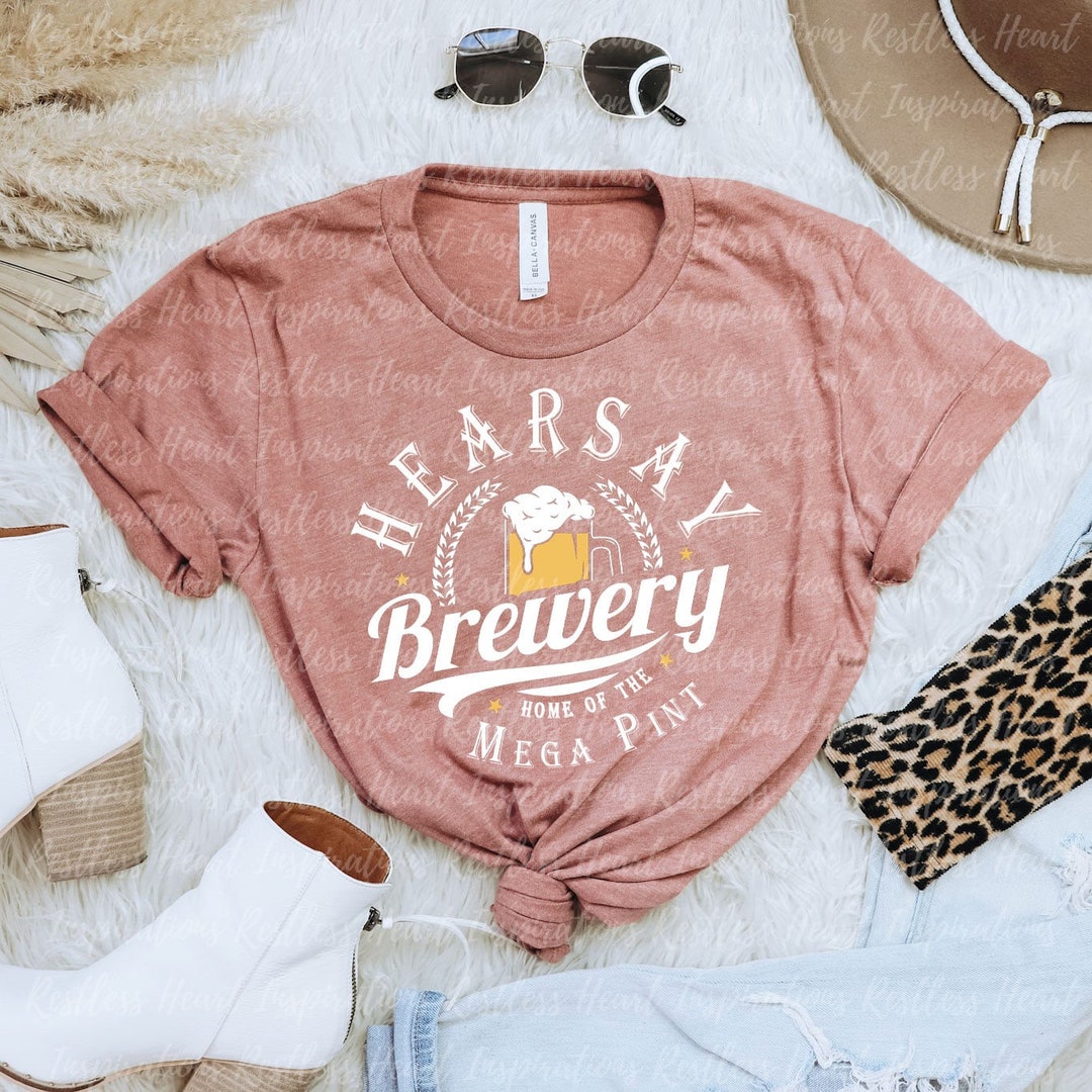 Hearsay Brewery Home of the Mega Pint Graphic Tee Happy Hour Anytime ...