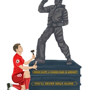 Jurgen Klopp's Statue Built by Steven Gerrard | LFC PRINT | A3 | A4 ...