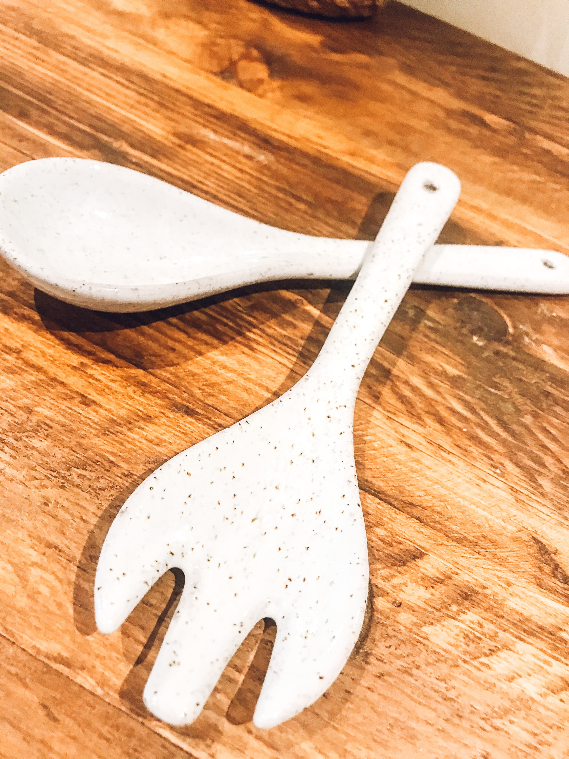 Artisan | Ceramic | Salad Servers | Speckled Grey - Etsy Australia