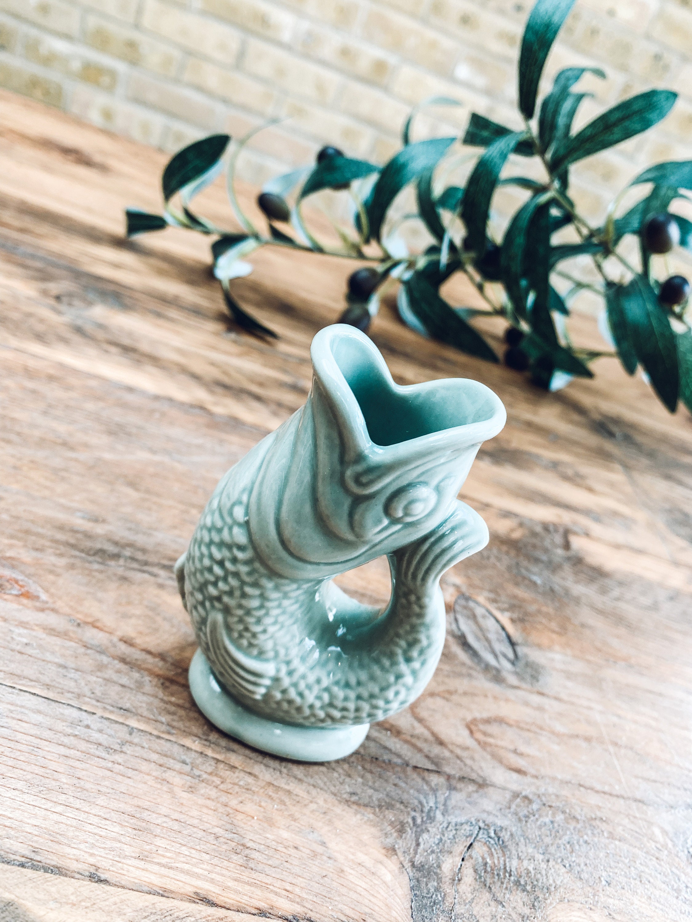 MINI Ceramic Gluggle Jug | Handmade in England | Sage Green - Etsy