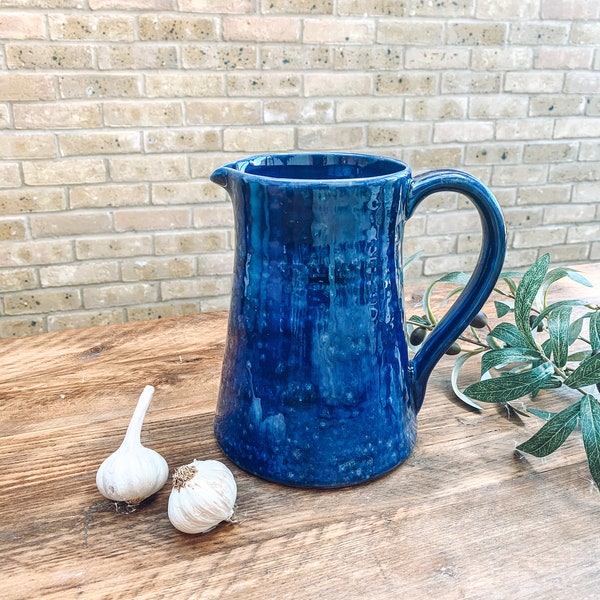 Blue Ceramic Pitcher - Etsy