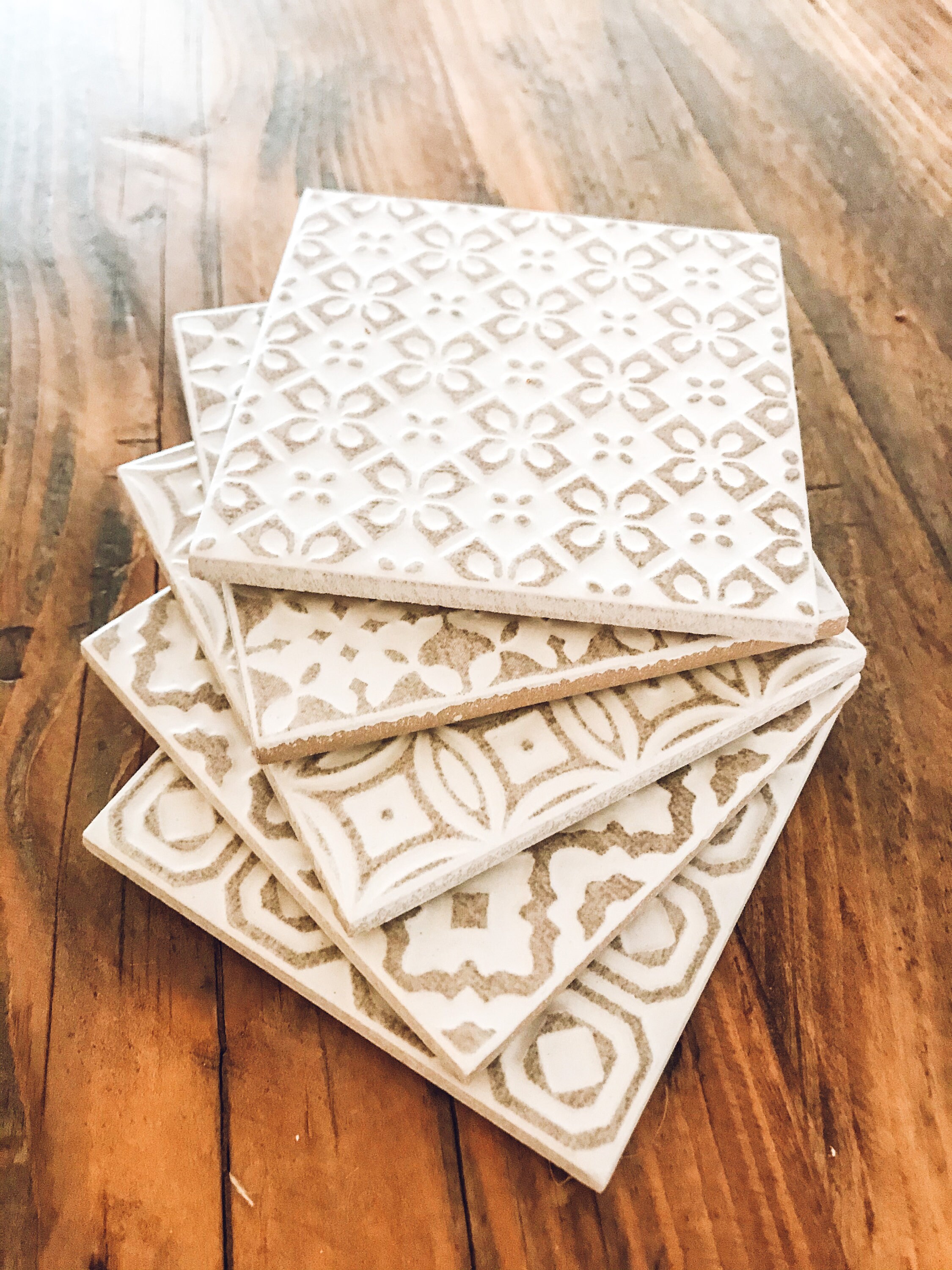 Sandy Beige | Multi Pattern | Ceramic Coaster | Set of Five - Etsy UK