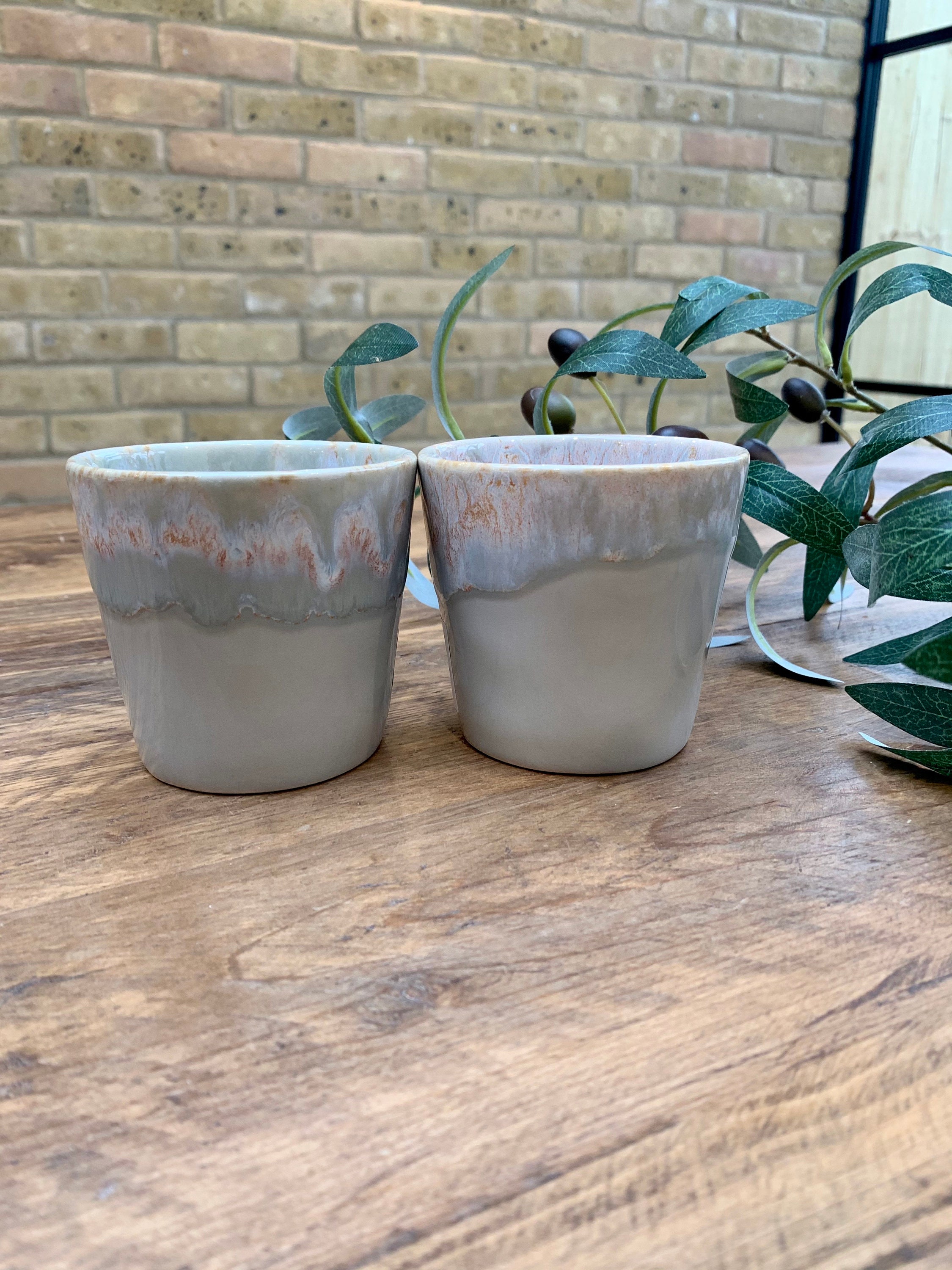 Flat white cortado coffee cups set of two | Etsy