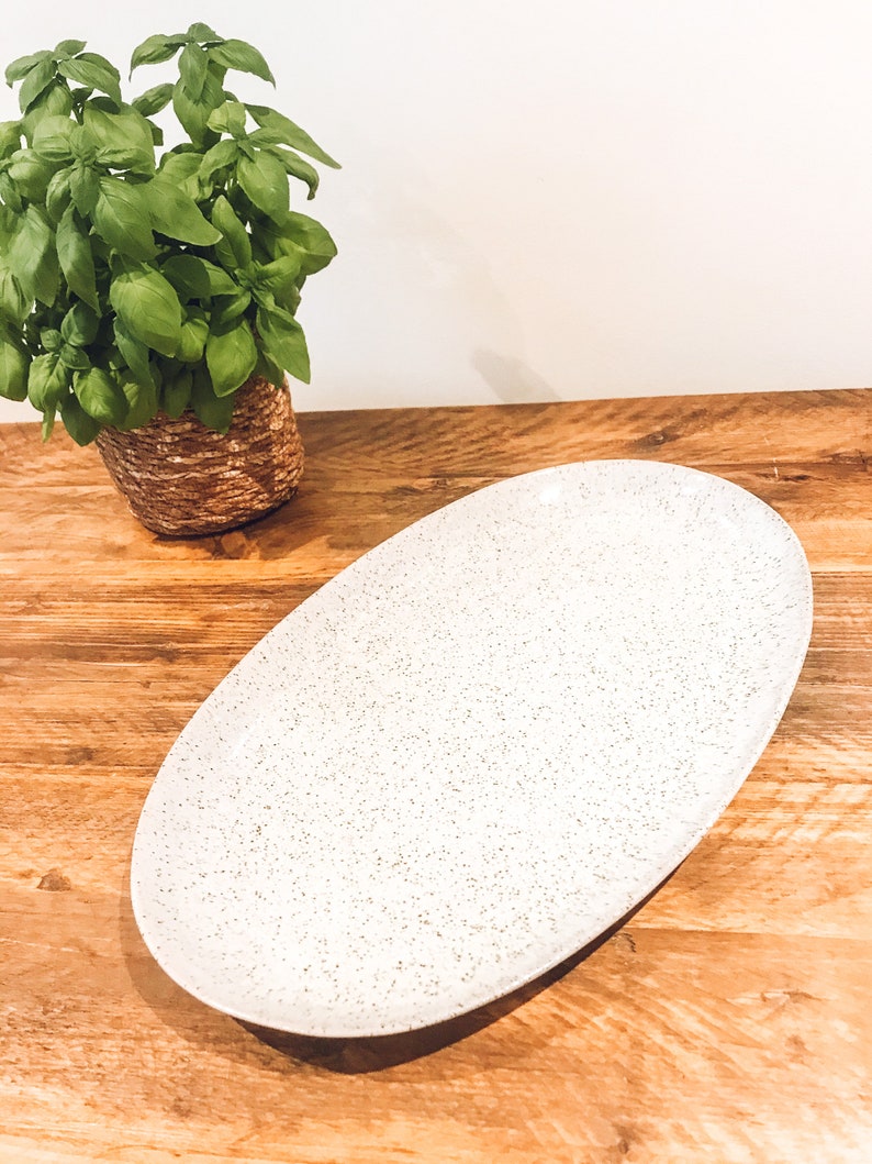 Extra Large Artisan Oblong Serving Platter Speckled Grey - Etsy