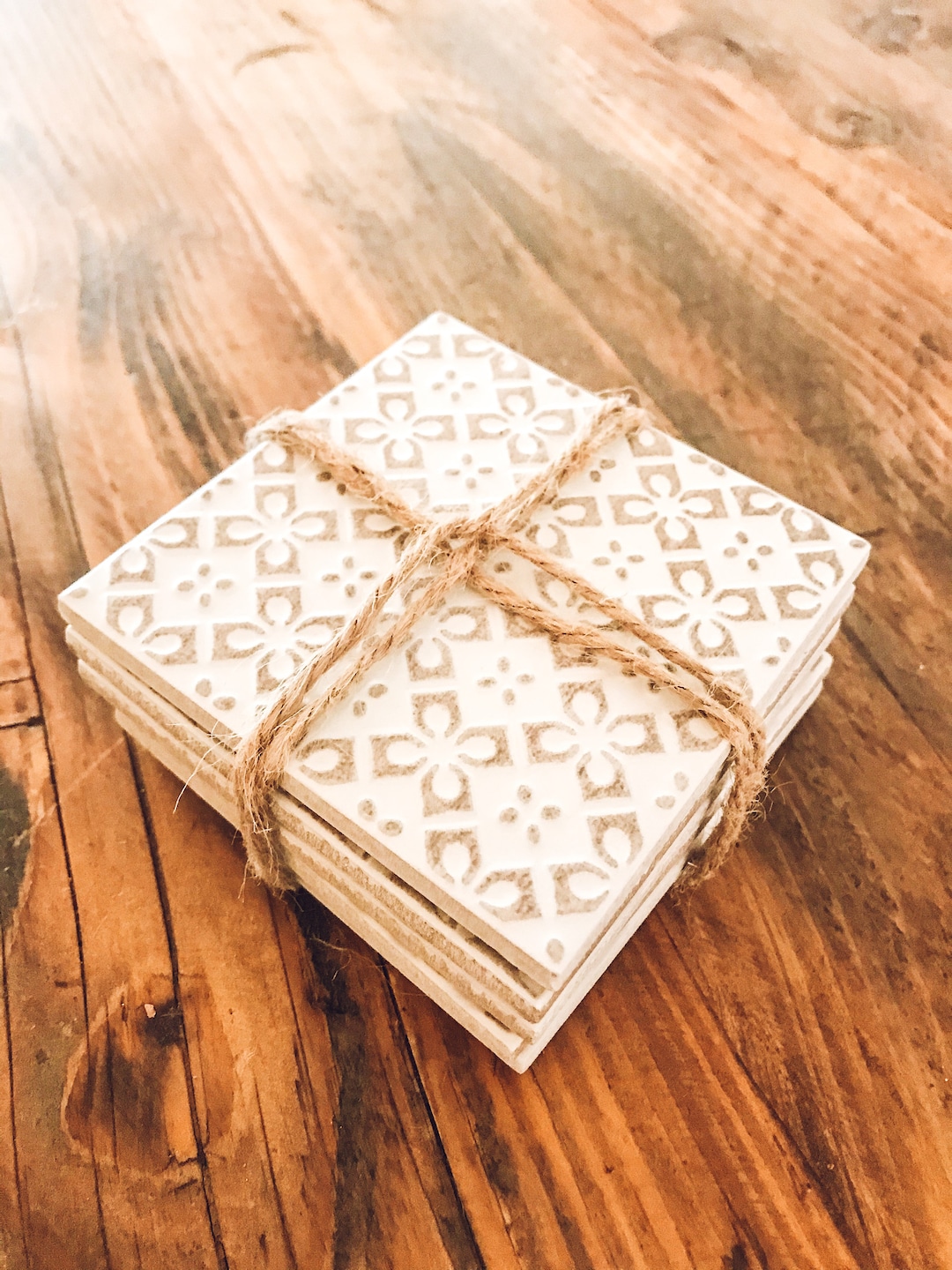 Sandy Beige | Multi Pattern | Ceramic Coaster | Set of Five - Etsy