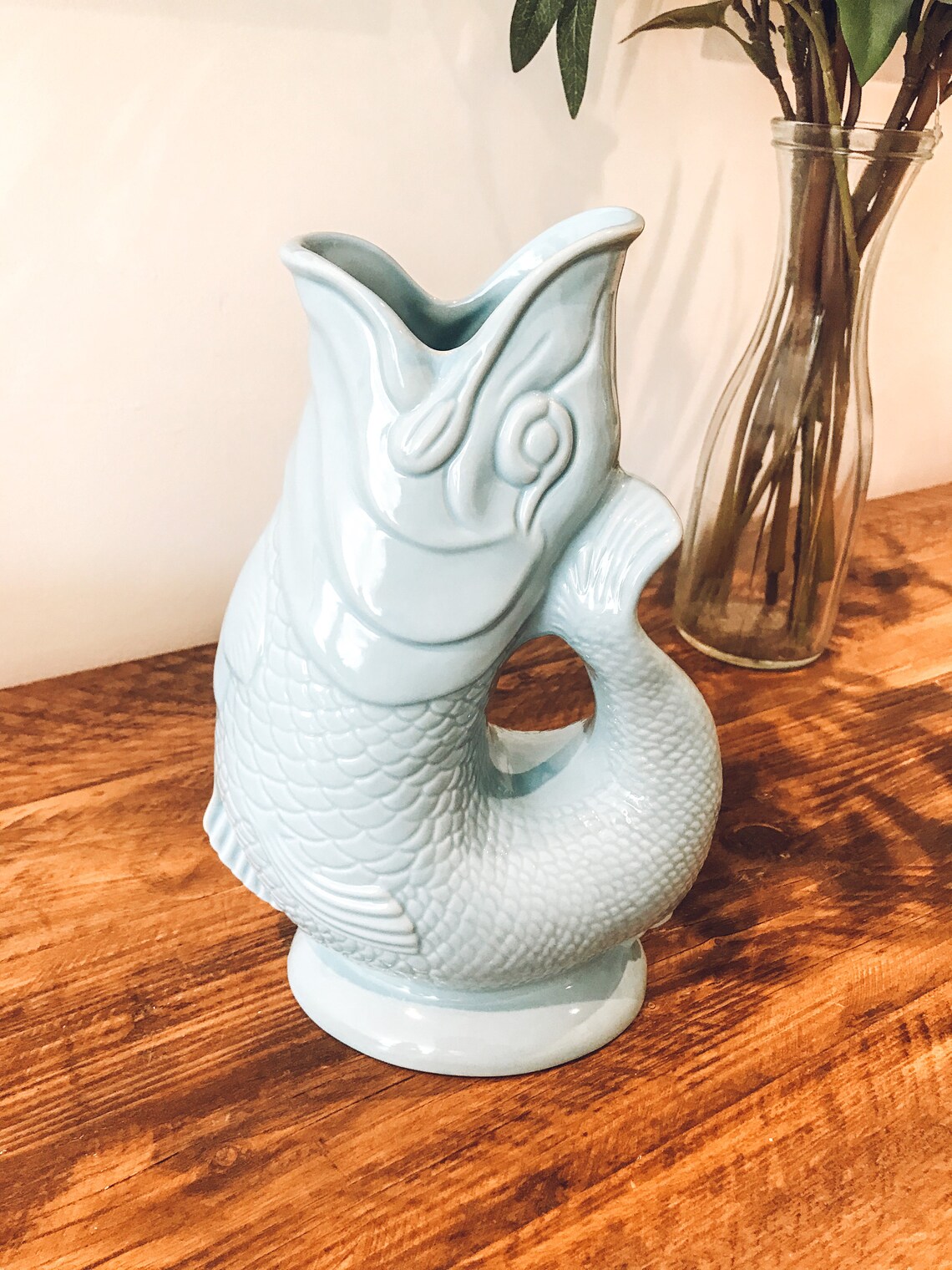 Ceramic Gluggle Jug | Water Jug | Fish Vase | Handmade in England - Etsy